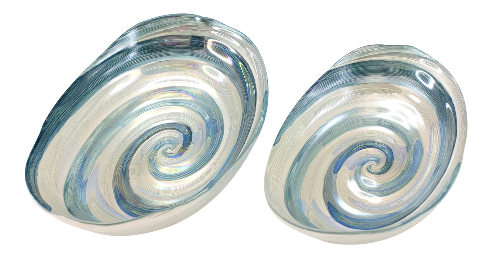 Beachcombers Shades of Ocean Blue Green and White Wave Swirl Serving ...