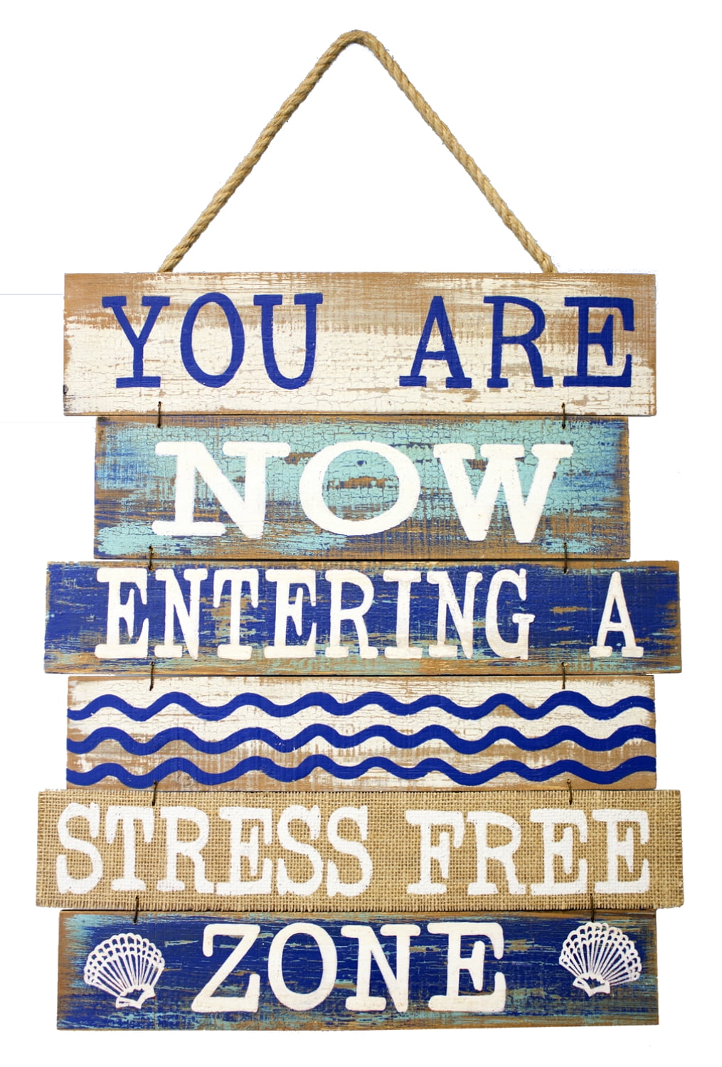 Beachcombers You Are Entering Stress Free Zone Slatted Wood Wall Plaque ...