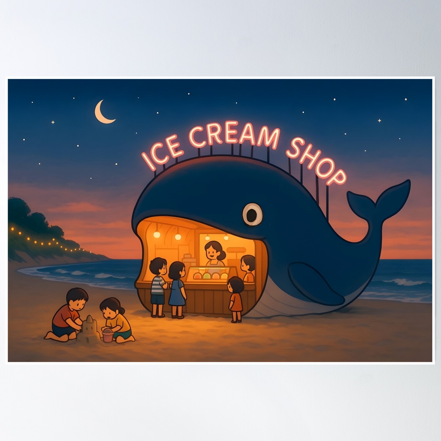 Beached Whale Ice Cream Shop Poster Wall Art, Modern Wall Decor, 24x36 ...