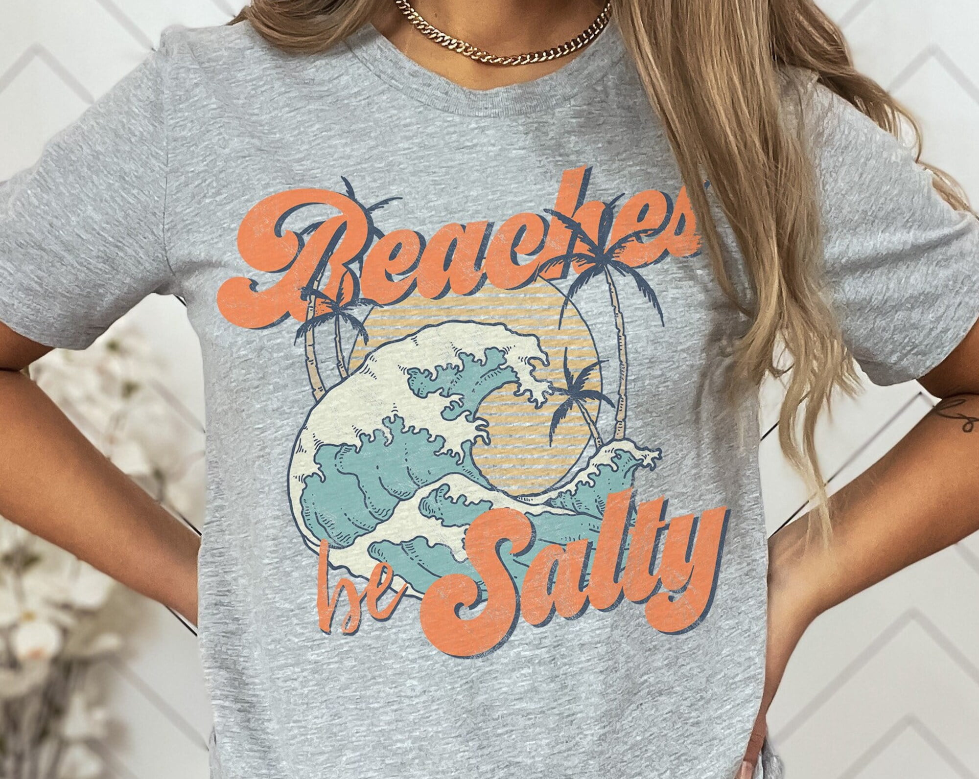 Beaches Be Salty Tee Shirt Beach Tee Retro Tee Style Summer Shirt Ocean ...