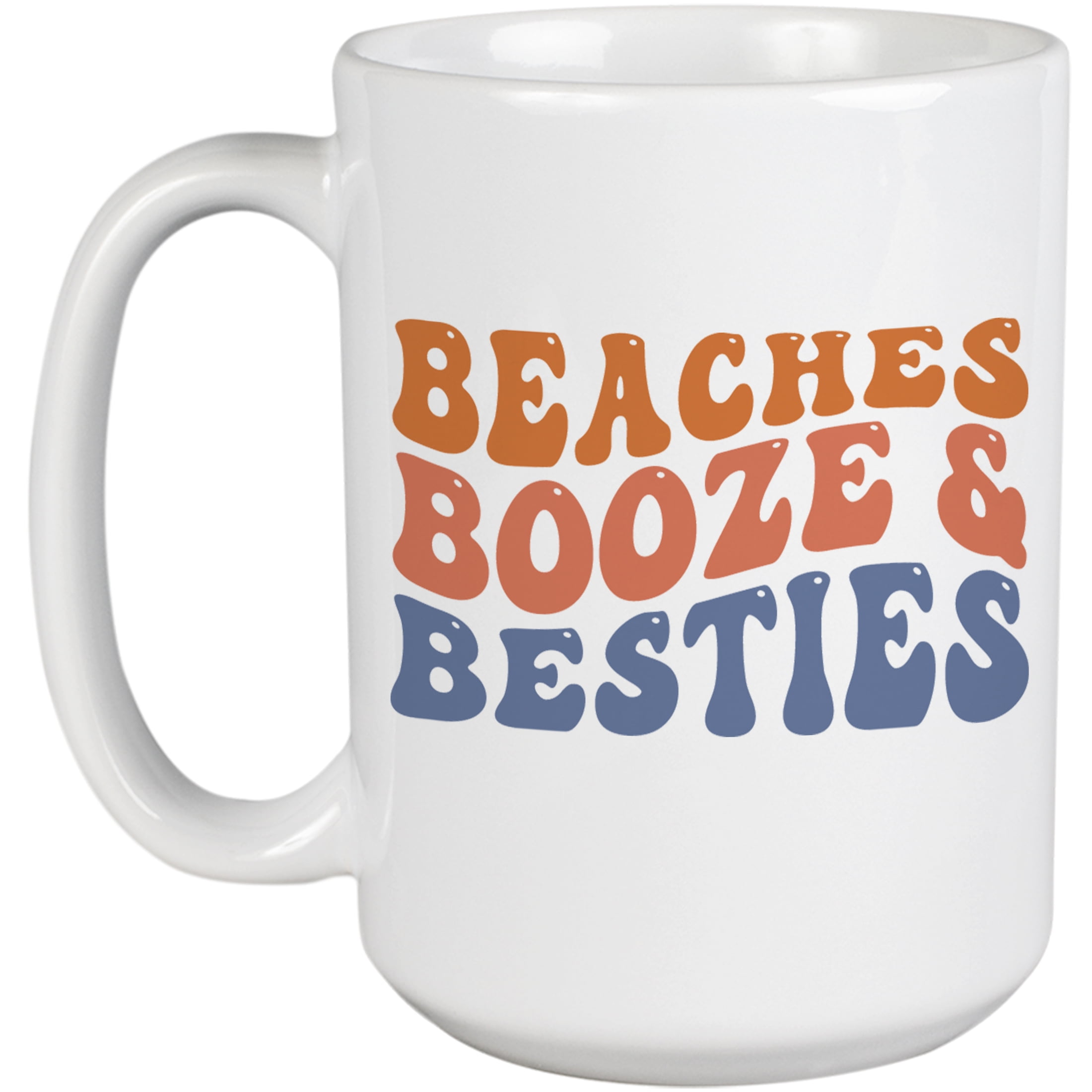 Beaches, Booze & Besties, Drinking Lover Quote, Groovy Retro Wavy Text ...