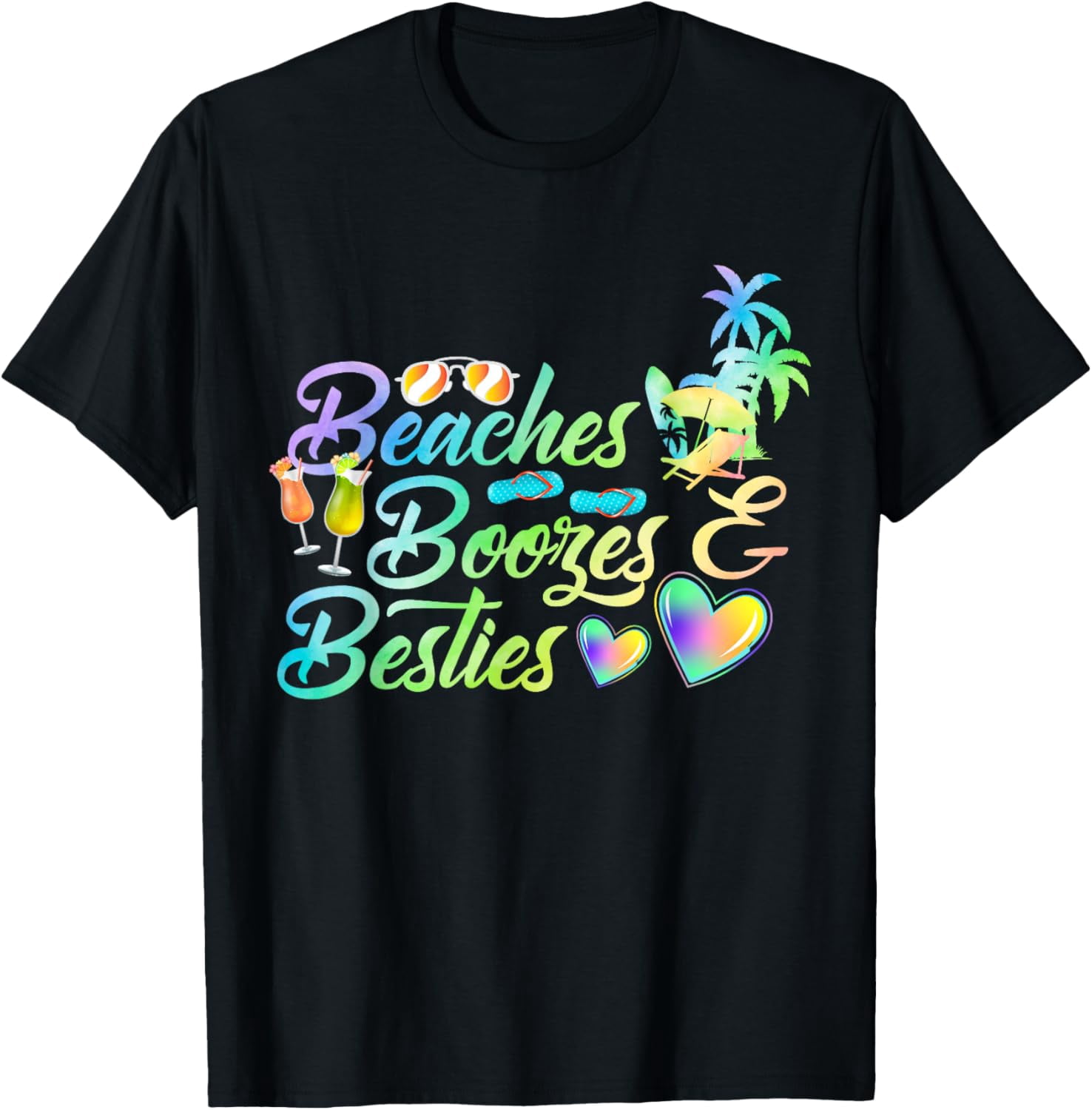 Beaches Booze and Besties Girls Weekend Summer Vacation T-Shirt ...
