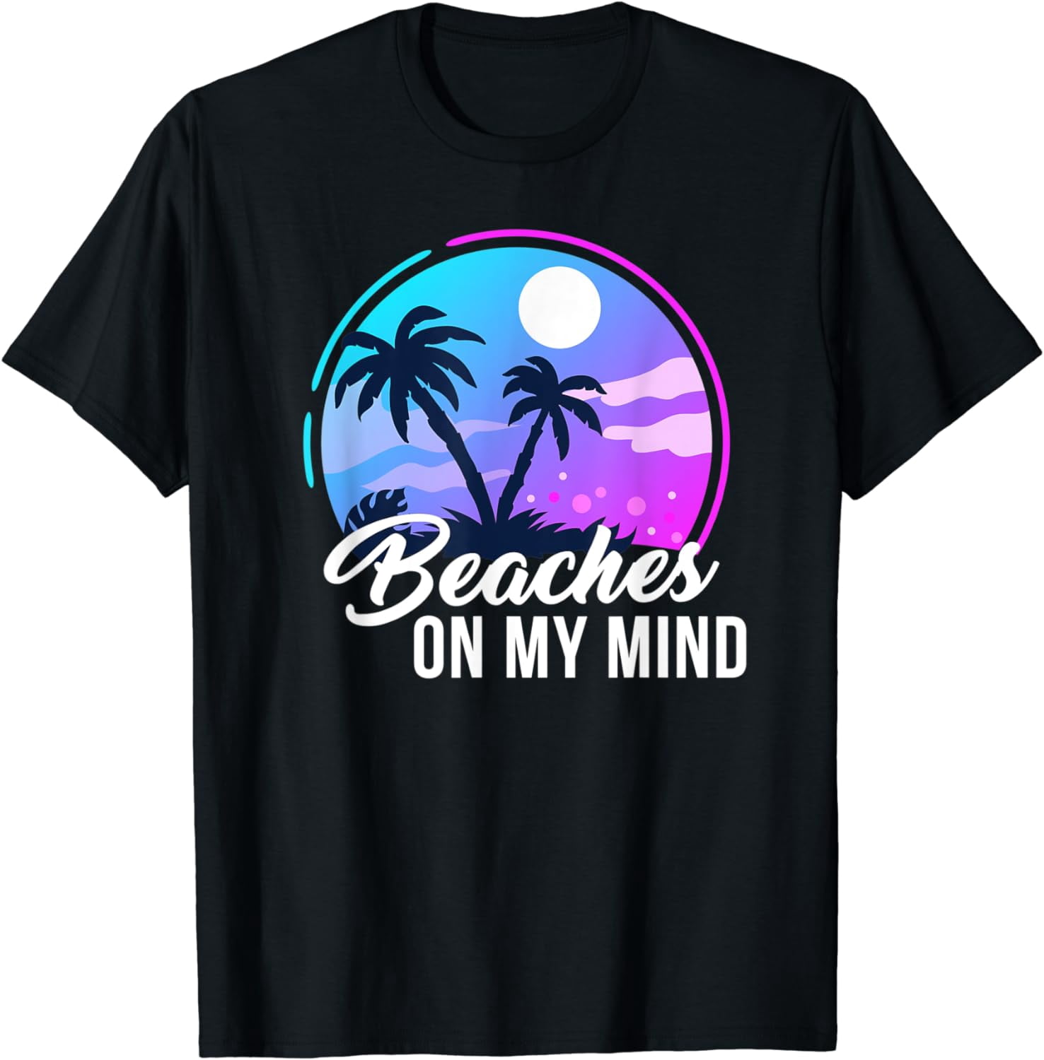 Beaches On My Mind with Night Beach Scene T-Shirt - Walmart.com