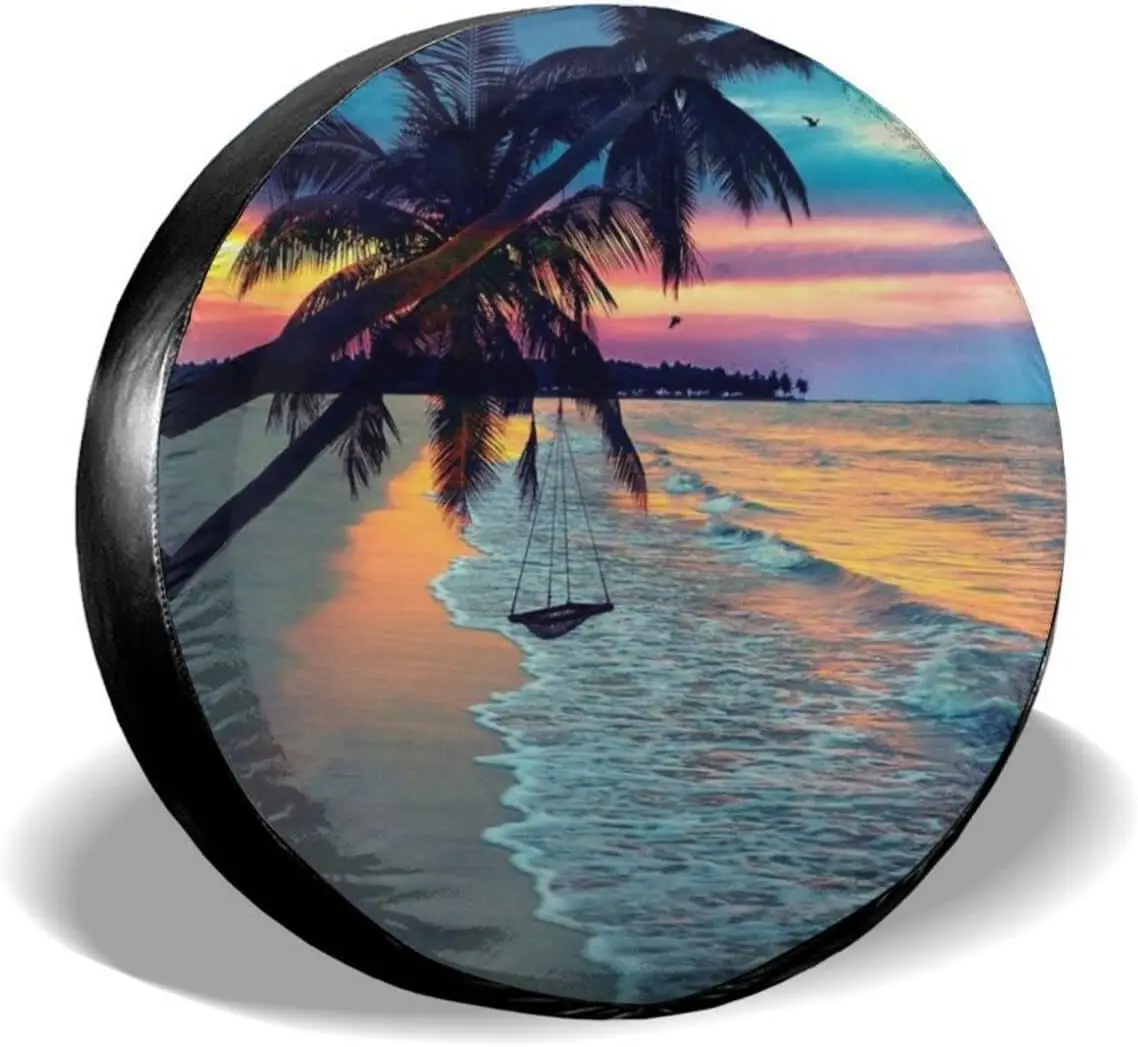 Beaches Sunsset Print Spare Tire Cover Wheel Cover Waterproof Universal ...