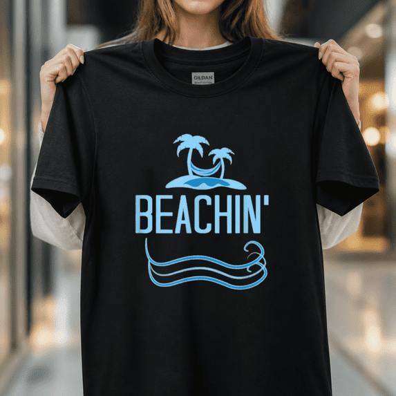 Beachin Funny Beach Theme Casual Typography Summer Unisex T-Shirt, S ...