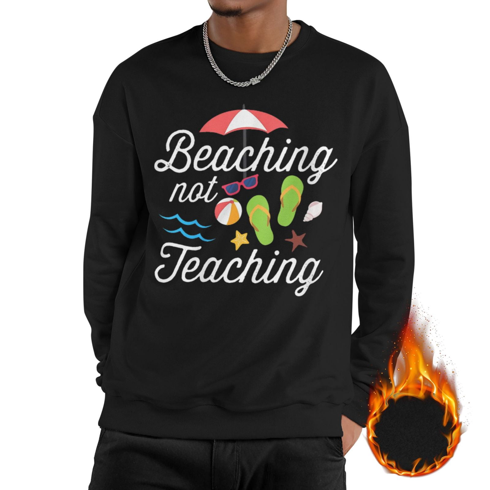 Beaching Not Teaching Long Sleeve Pullover for Men Casual Pullover ...