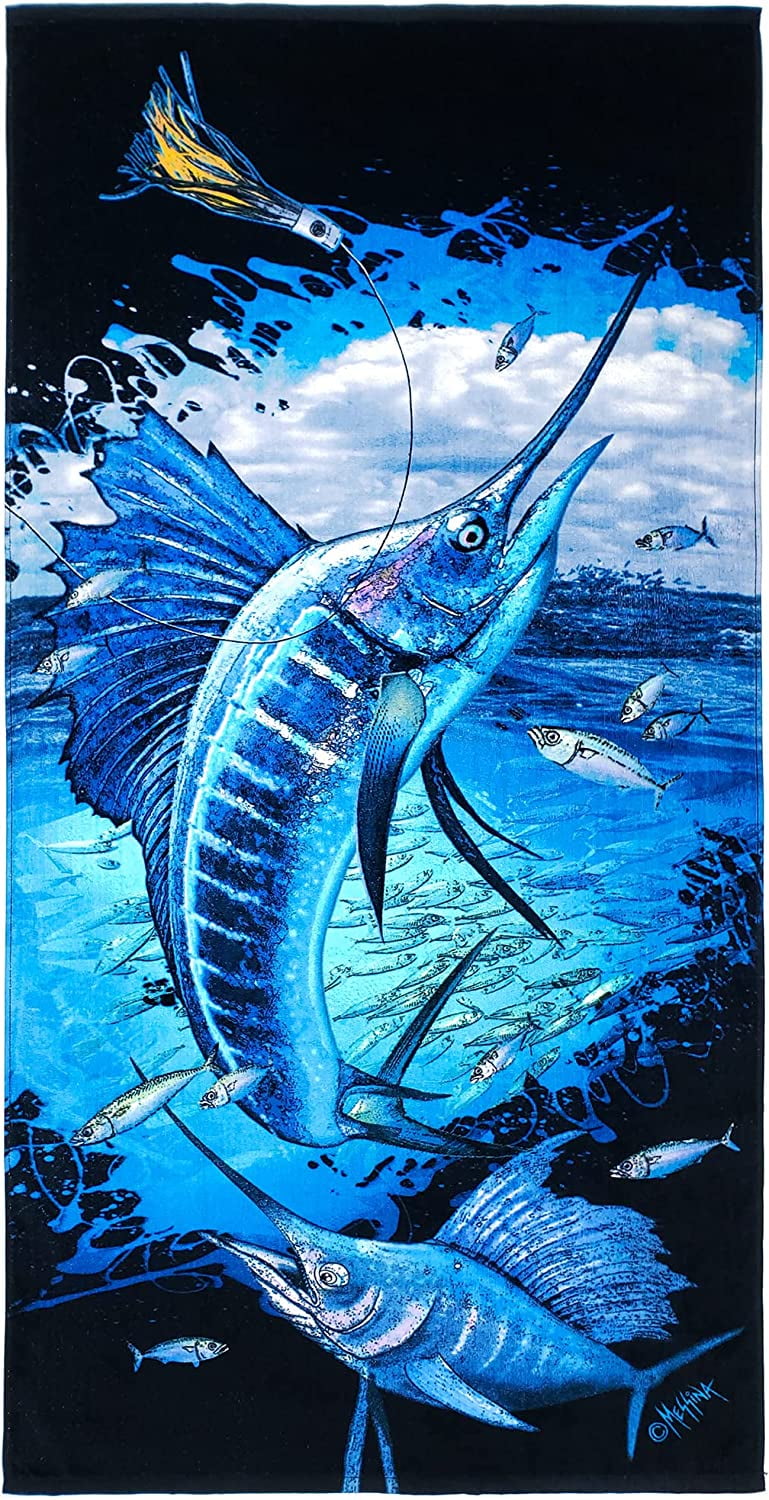 Beachland Blue Marlin Beach Towel 30 x 60 inch Fishing 100% Cotton ...