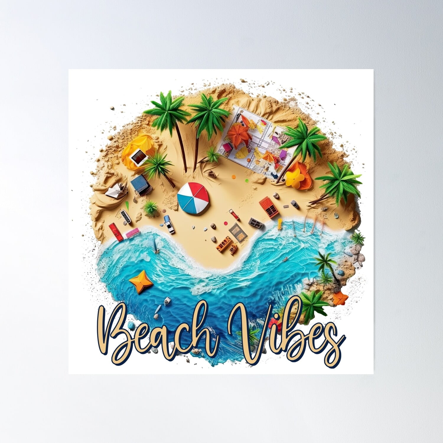 Beachside Bliss Poster Wall Art, Modern Wall Decor, 24x24 UNFRAMED ...