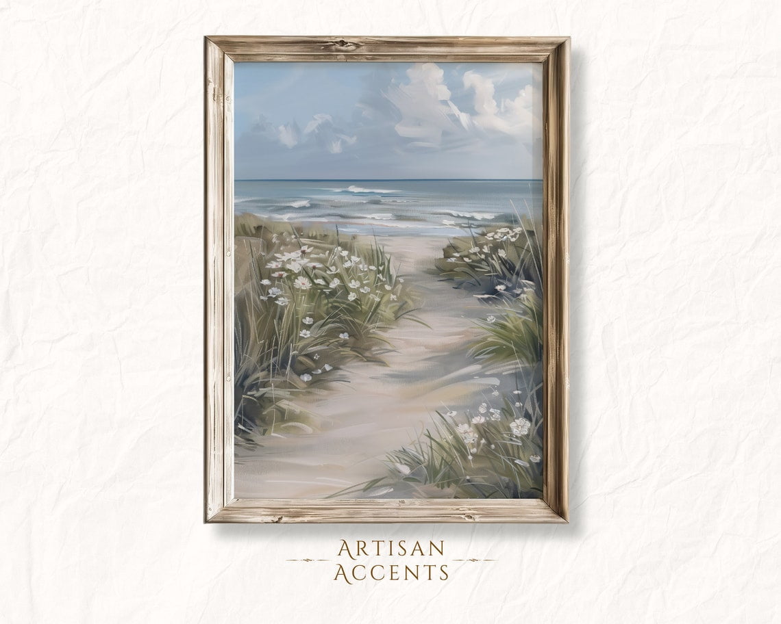 Beachside Coast Summer Ocean Scene Coastal Landscape Wall Art Print ...