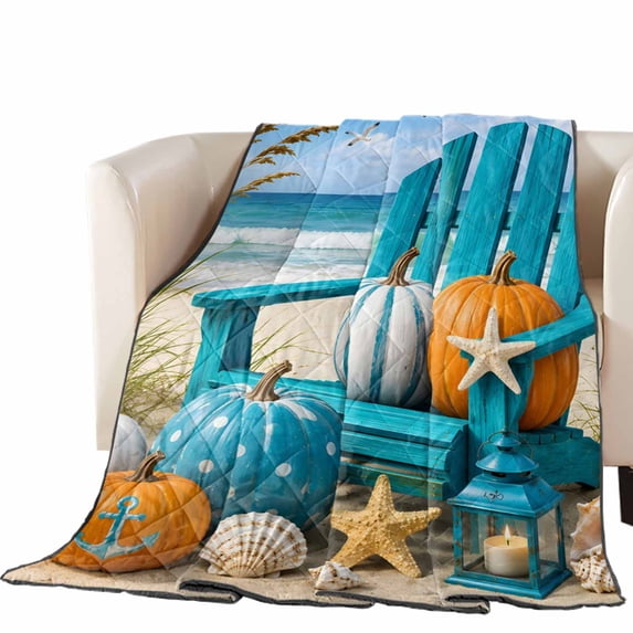 Beachside Fall Quilted Comforters Cooling Blanket Oversized King Size ...