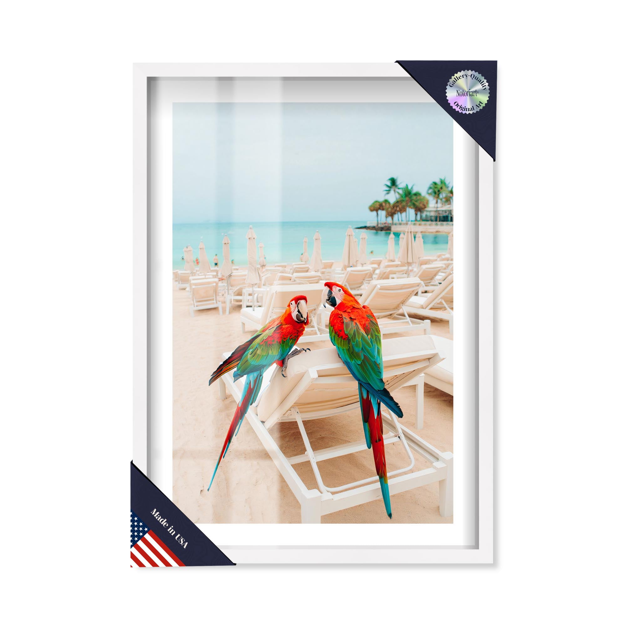 Beachside Parrot Pair Shadowbox Print Coastal Art Prints by Notoriart ...