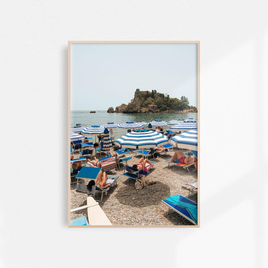 Beachside Taormina Print Isola Bella Printable Art, Sicily Wall Art ...