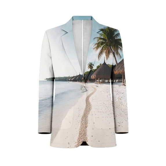 Beachside Thatched Huts Men Blazers Slim Clothing Summer Jacket Man ...