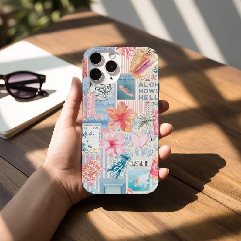 Beachy Blue Coquette Coastal Collage Phone Case for iPhone 11 12 13 14 ...