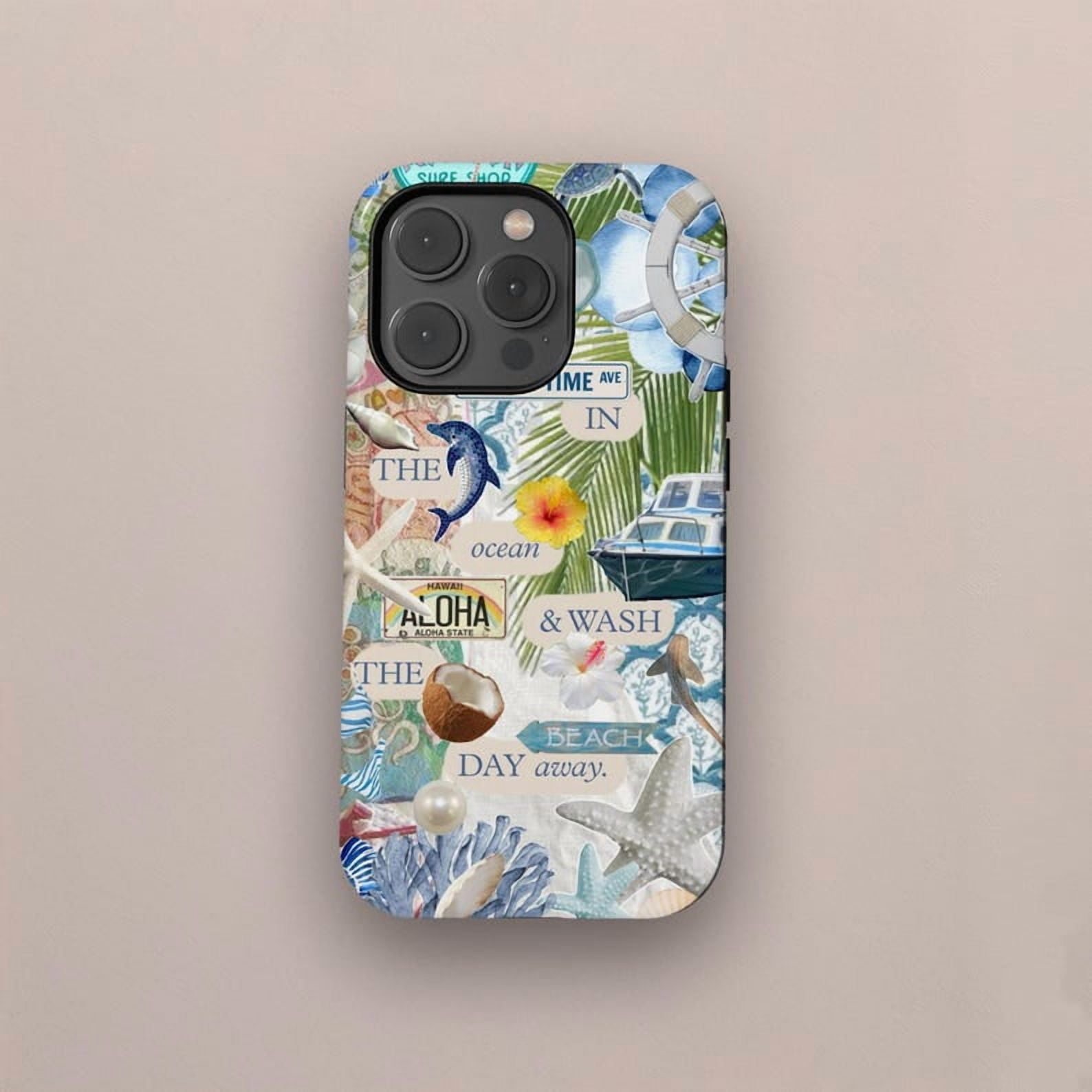 Beachy Blue Coquette Coastal Summer Collage Aesthetic Phone Case with ...
