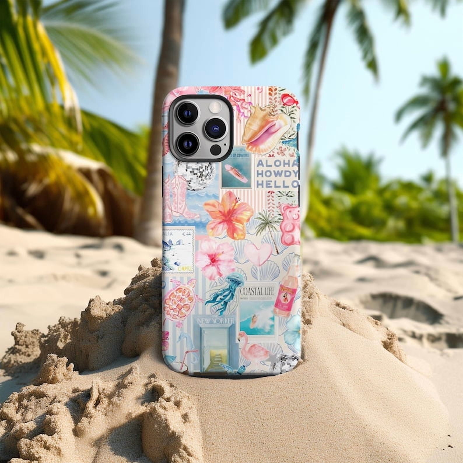 Beachy Blue Coquette Collage Protective Phone Case for iPhone 11–17 ...