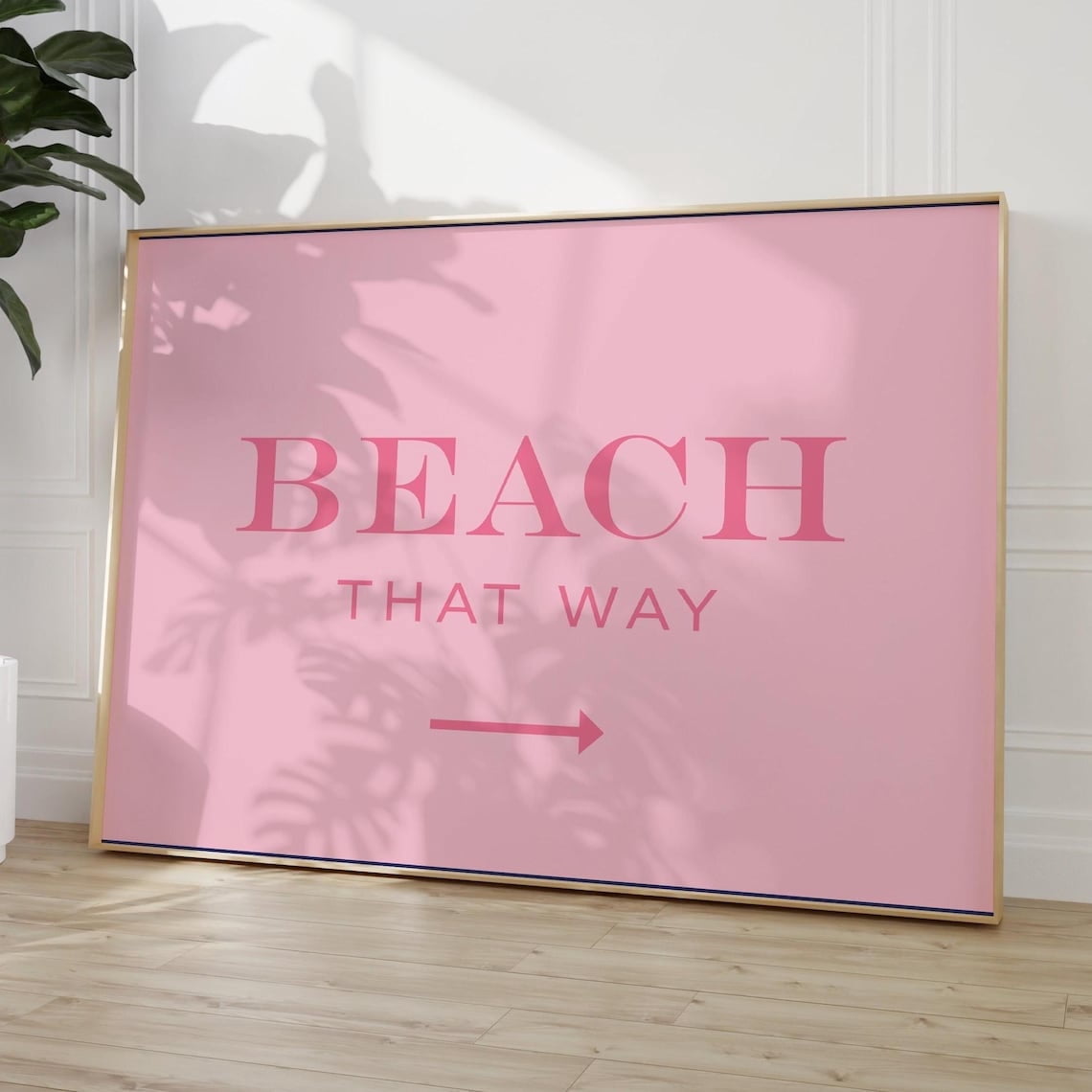 Beachy Coastal Wall Art Pink Typography Poster Beach House Decor Retro ...