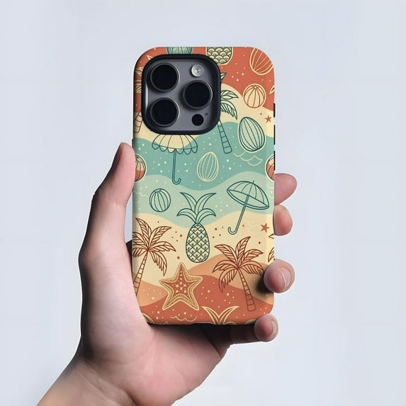 Beachy Coconut Girl Palm Tree Tropical Art iPhone Case 17 16 15 14 13 ...