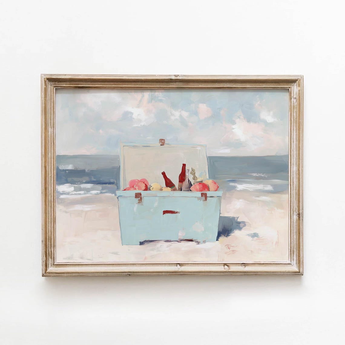 Beachy Cooler Scene Soft Summer Pastel Wall Art Coastal Decor Relaxed ...