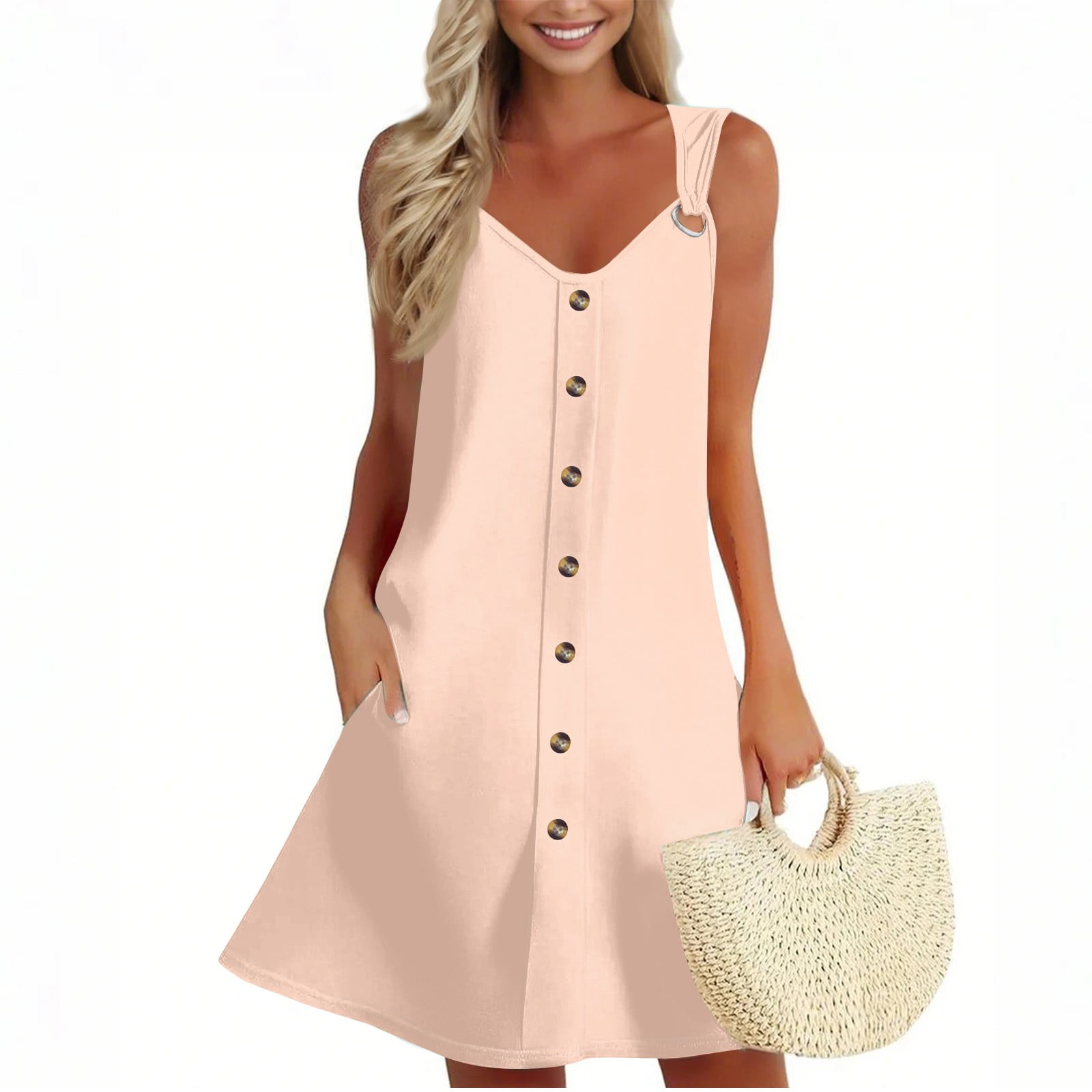 Beachy Dresses For Women 2025, Tank Sundress Casual V Neck Sleeveless ...