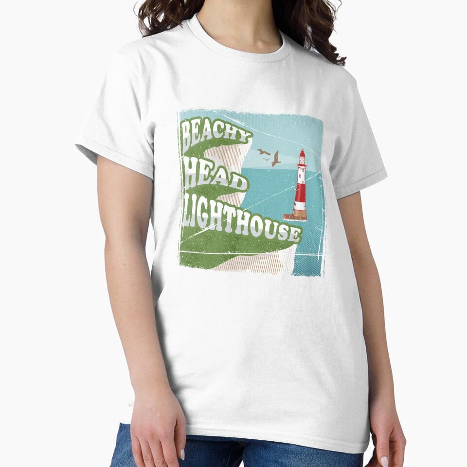 Beachy Head Lighthouse Retro Shirt, Coastal Travel Graphic Tee, Beach ...