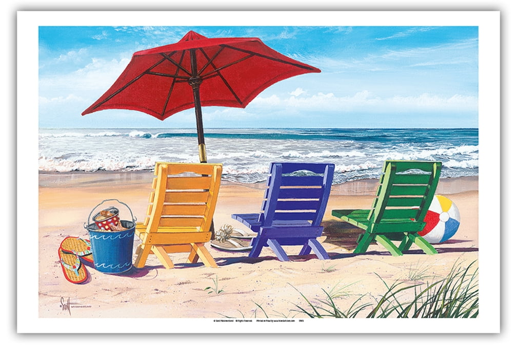 Beachy Keen - Beach Chair View - From an Original Color Painting by ...