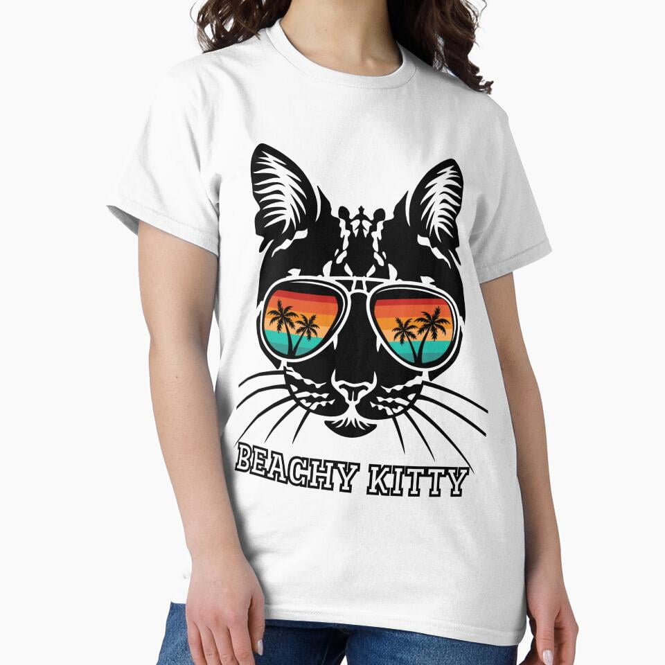 Beachy Kitty Shirt, Beach Inspired Graphic Tee, Casual Summer Shirt ...