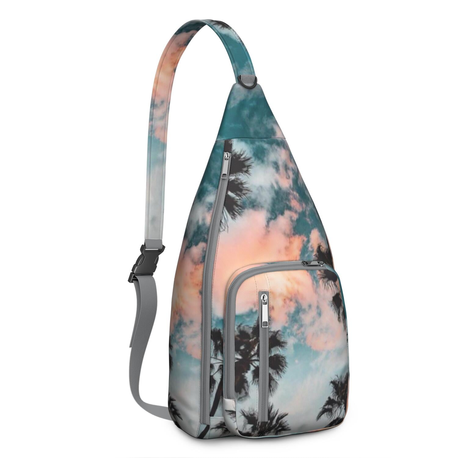 Beachy Palm Sling Backpack - Minimalist Tropical Tree Design, Compact ...