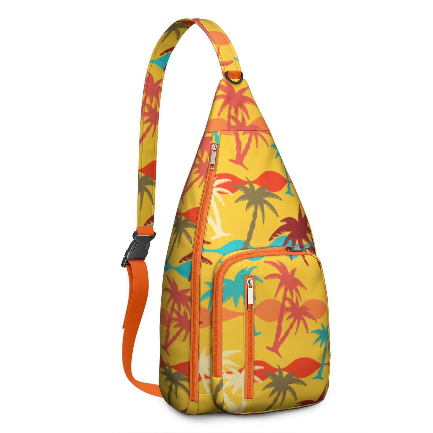Beachy Palm Sling Backpack - Minimalist Tropical Tree Design, Compact ...