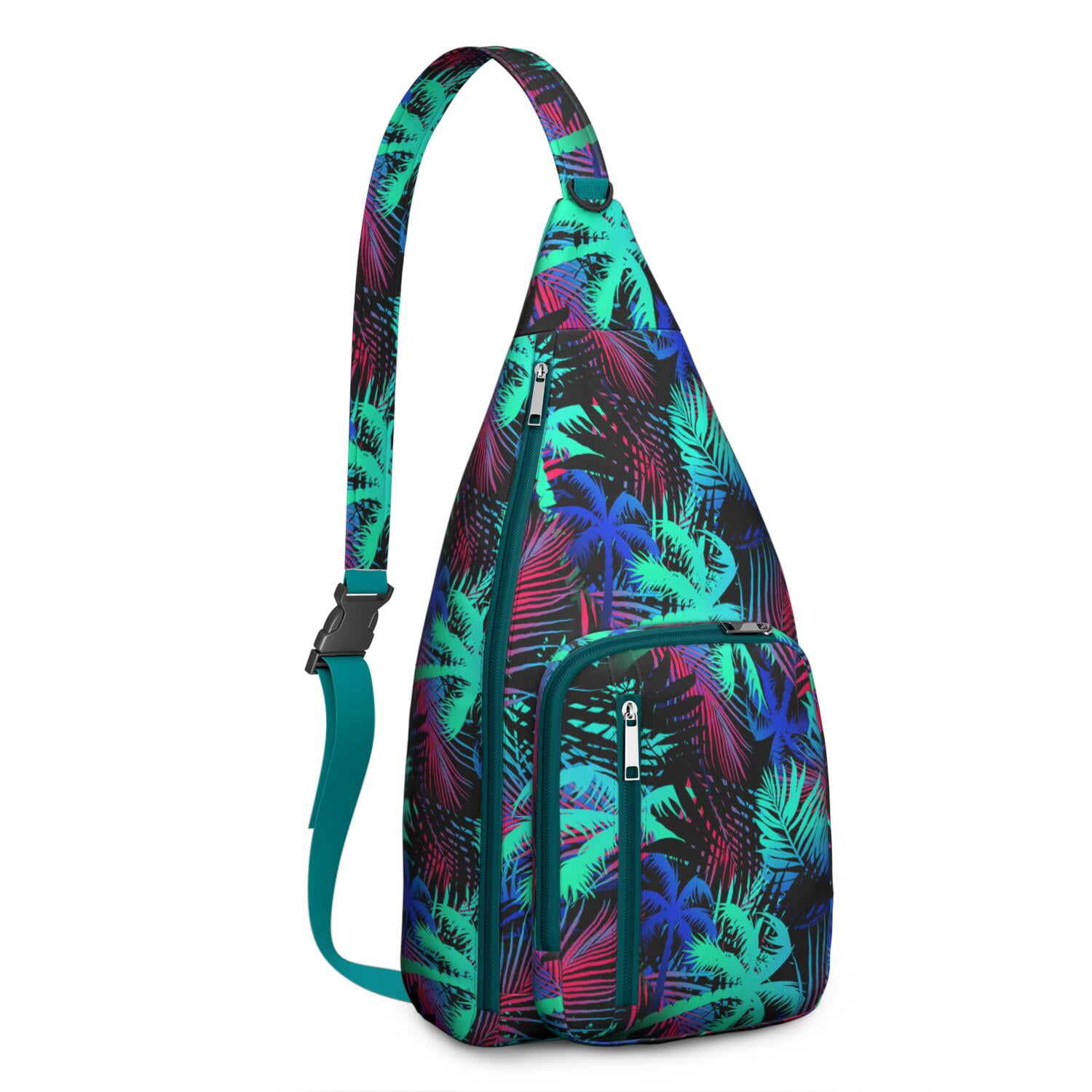 Beachy Palm Sling Backpack - Minimalist Tropical Tree Design, Compact ...