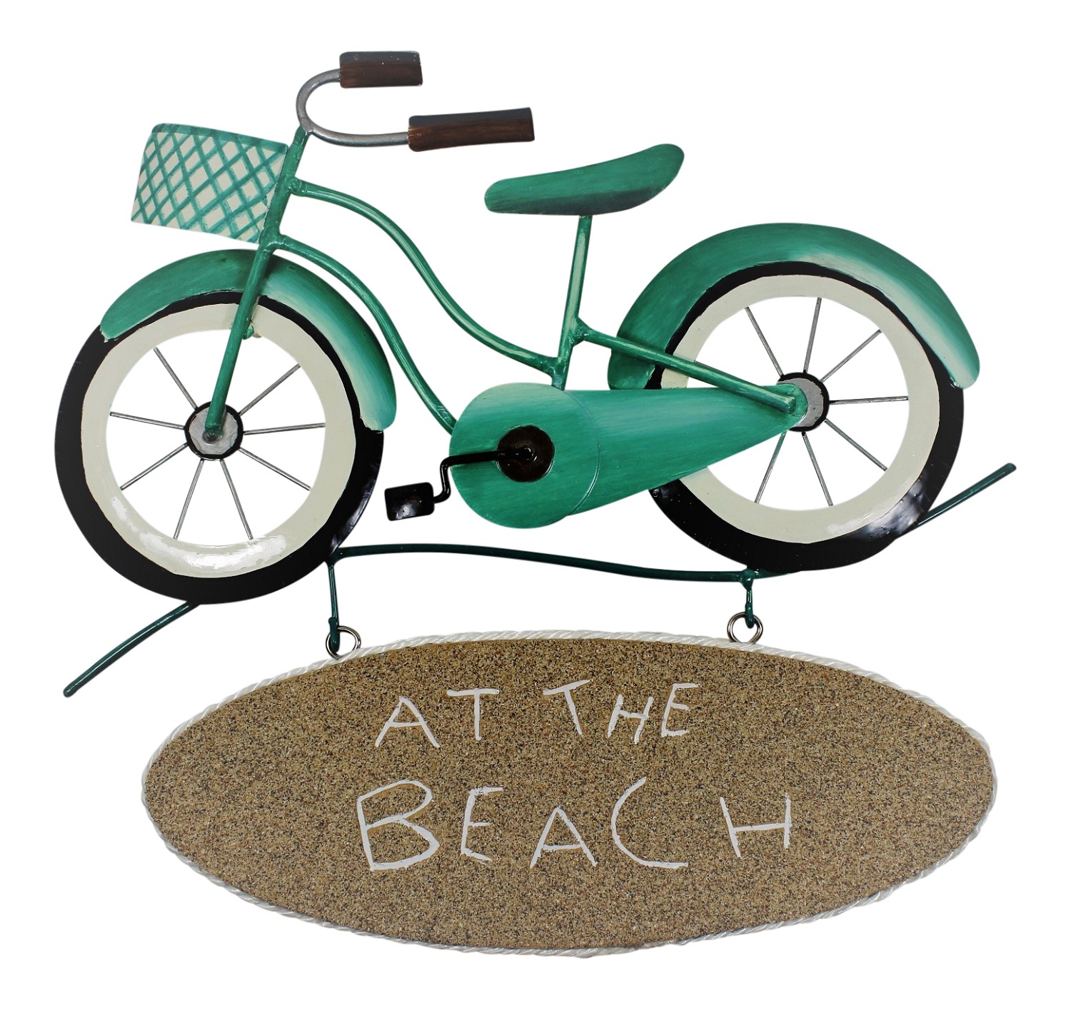 Beachy Ride Teal Bike At the Beach Wall Plaque Metal - Walmart.com