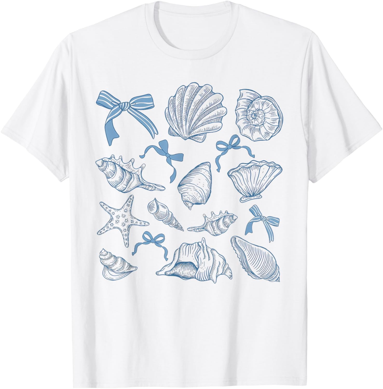 Beachy Seashell Coastal Grandma Starfish Ocean Cottagecore T Shirt ...