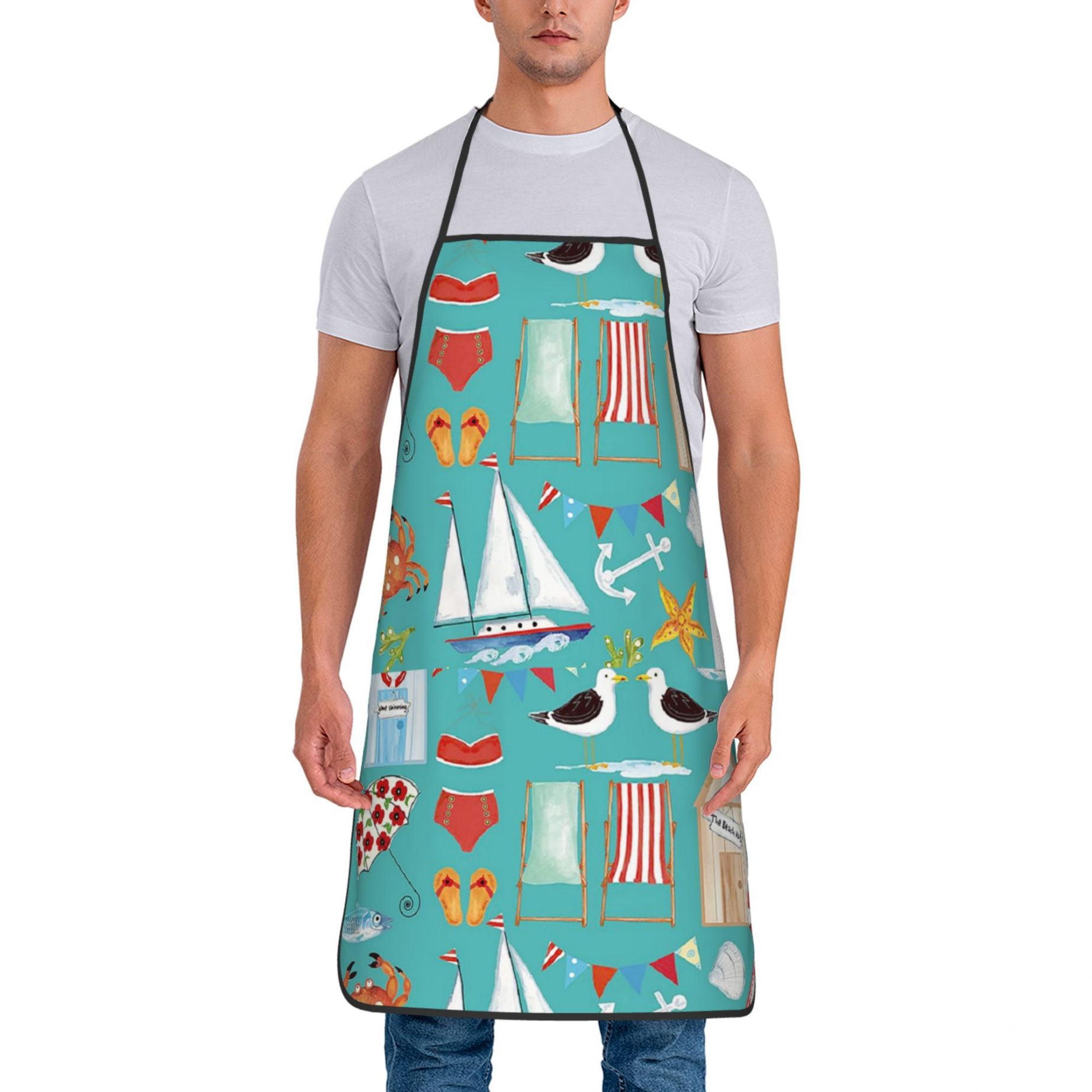 Beachy Summer Aprons for Women Men Waterproof Apron Kitchen Chef ...