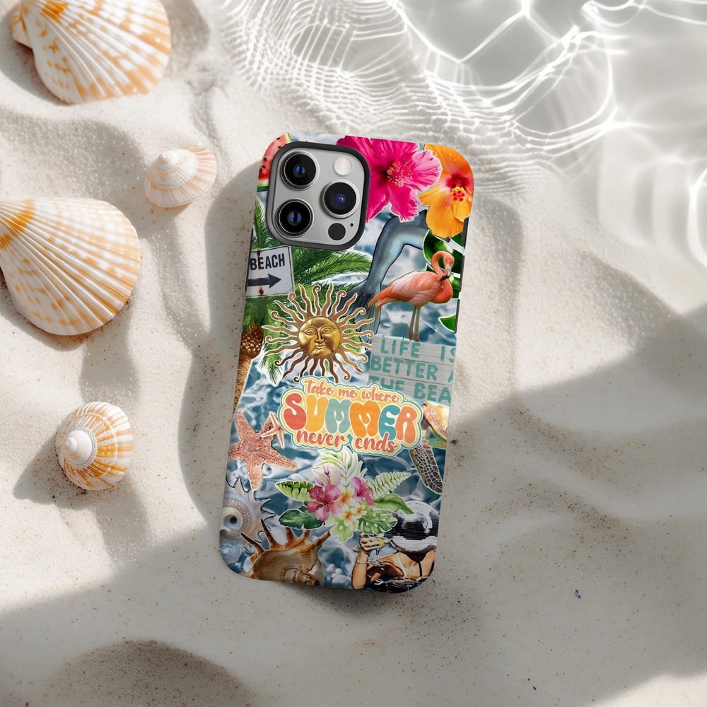 Beachy Summer Palm Tree Sea Lovers Collage Phone Case for 17 16 15 14 ...