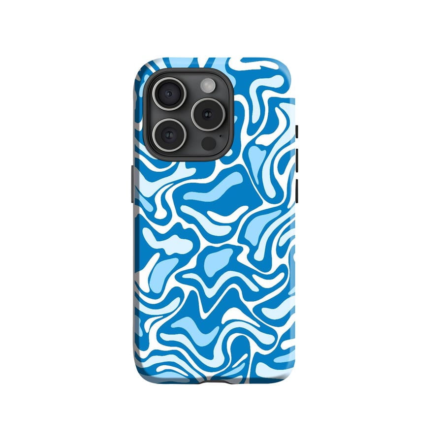 Beachy Summer Phone Case, Wavy White and Blue Ocean Cover with iPhone ...