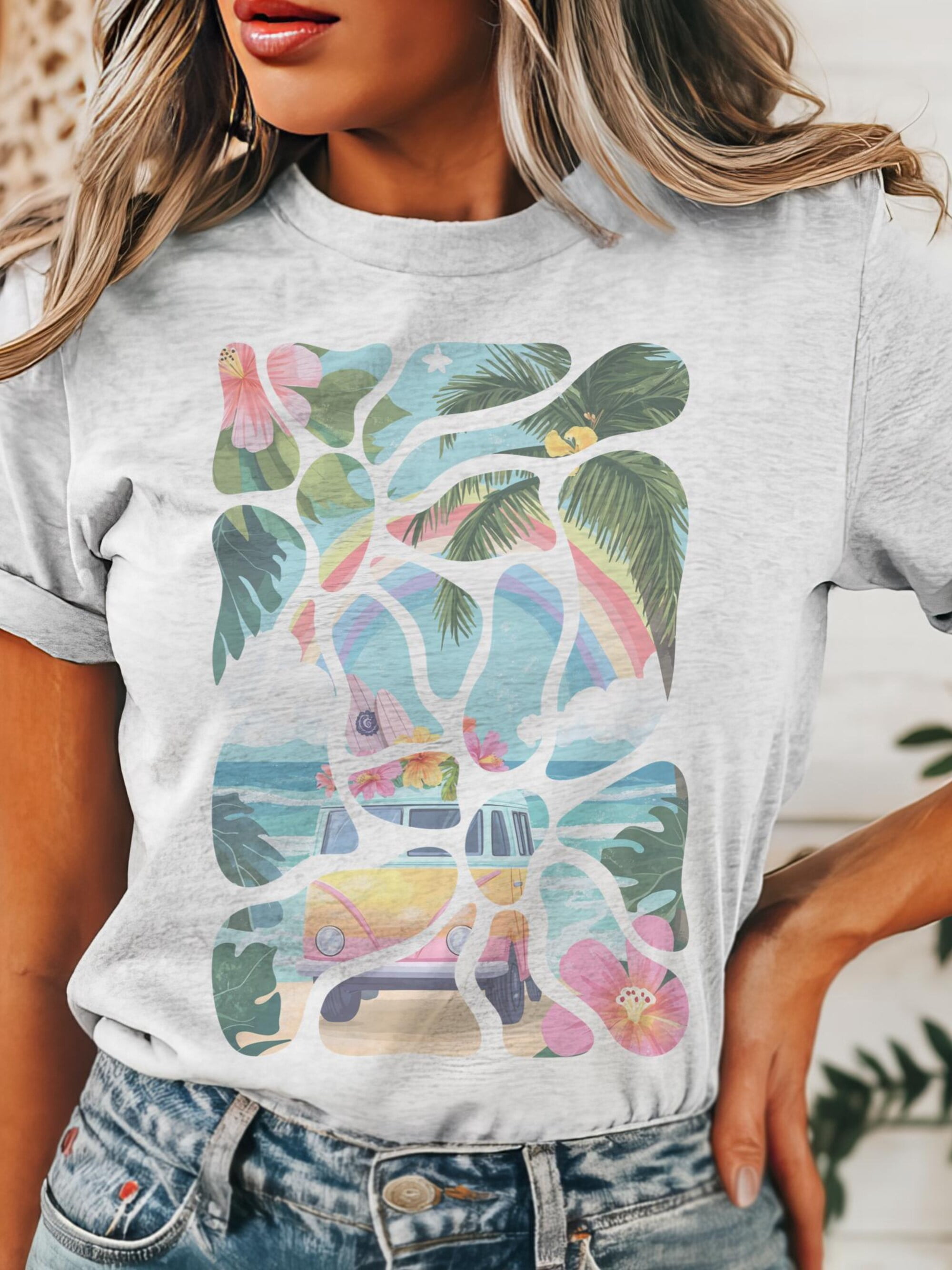 Beachy Sunset Graphic TShirt Tropical Vacation Vibes - Walmart.com
