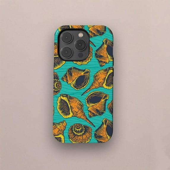 Beachy Tropical Ocean Conch Pattern Phone Case with iPhone 17 to 11 Pro ...