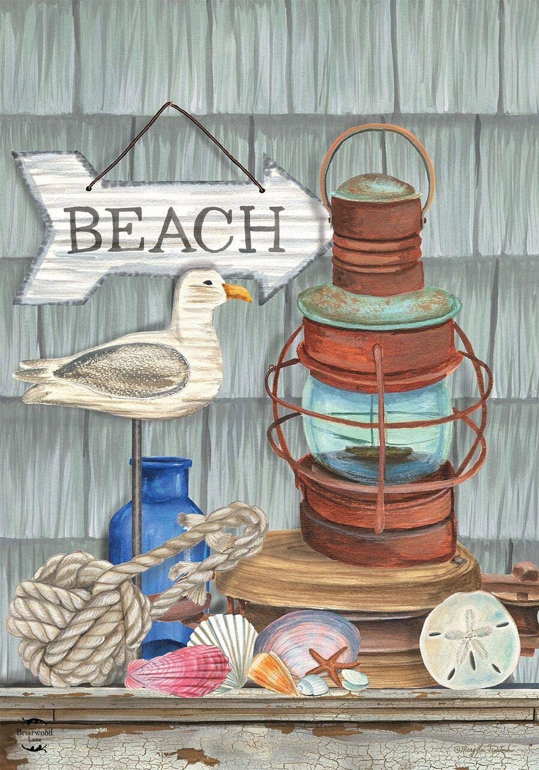 Beachy Vibes Summer Garden Flag Nautical Rustic Lantern - Walmart.com