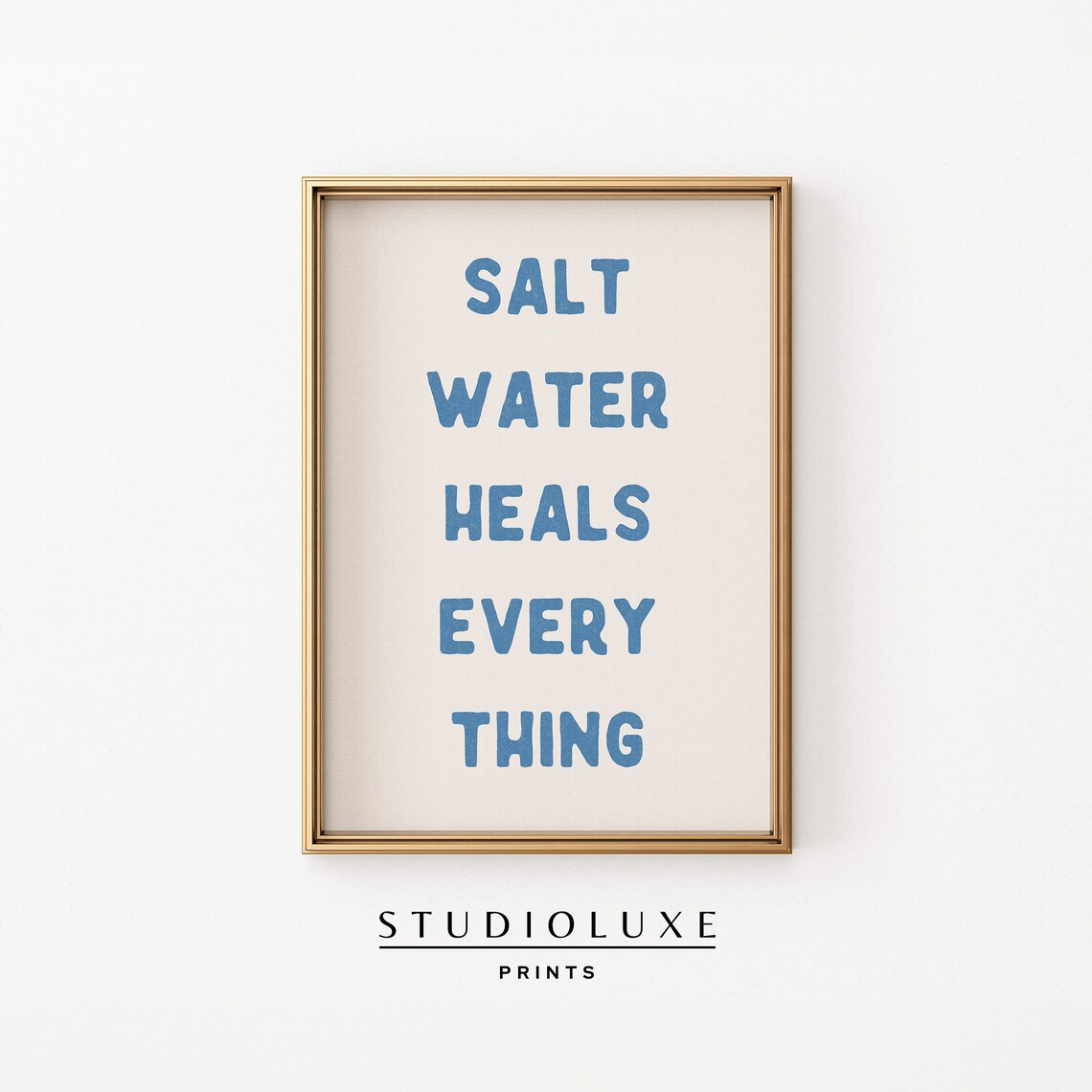 Beachy Wall Art Salt Water Heals Everything Coastal Blue, Unframed ...