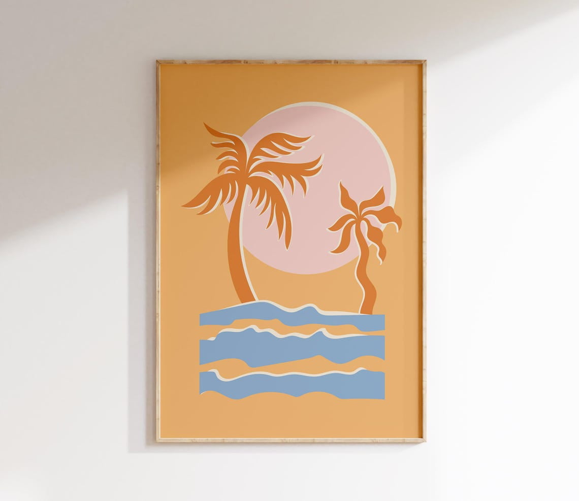 Beachy Wall Art Trendy Coastal Print Girly Surf Poster Cute Beach Home ...