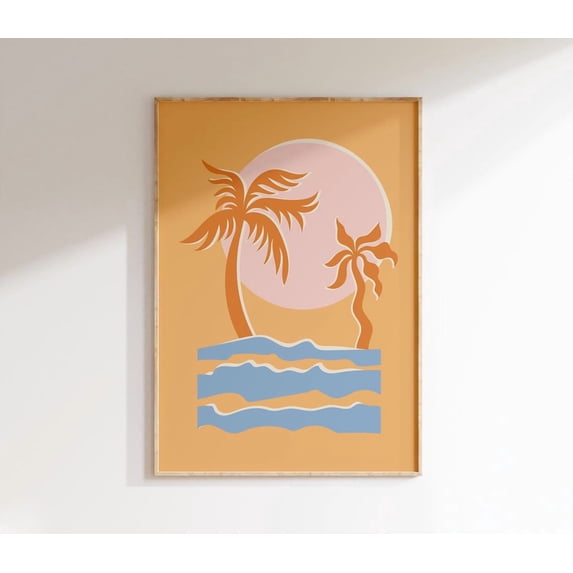 Beachy Wall Art Trendy Coastal Print Girly Surf Poster Cute Beach Home ...