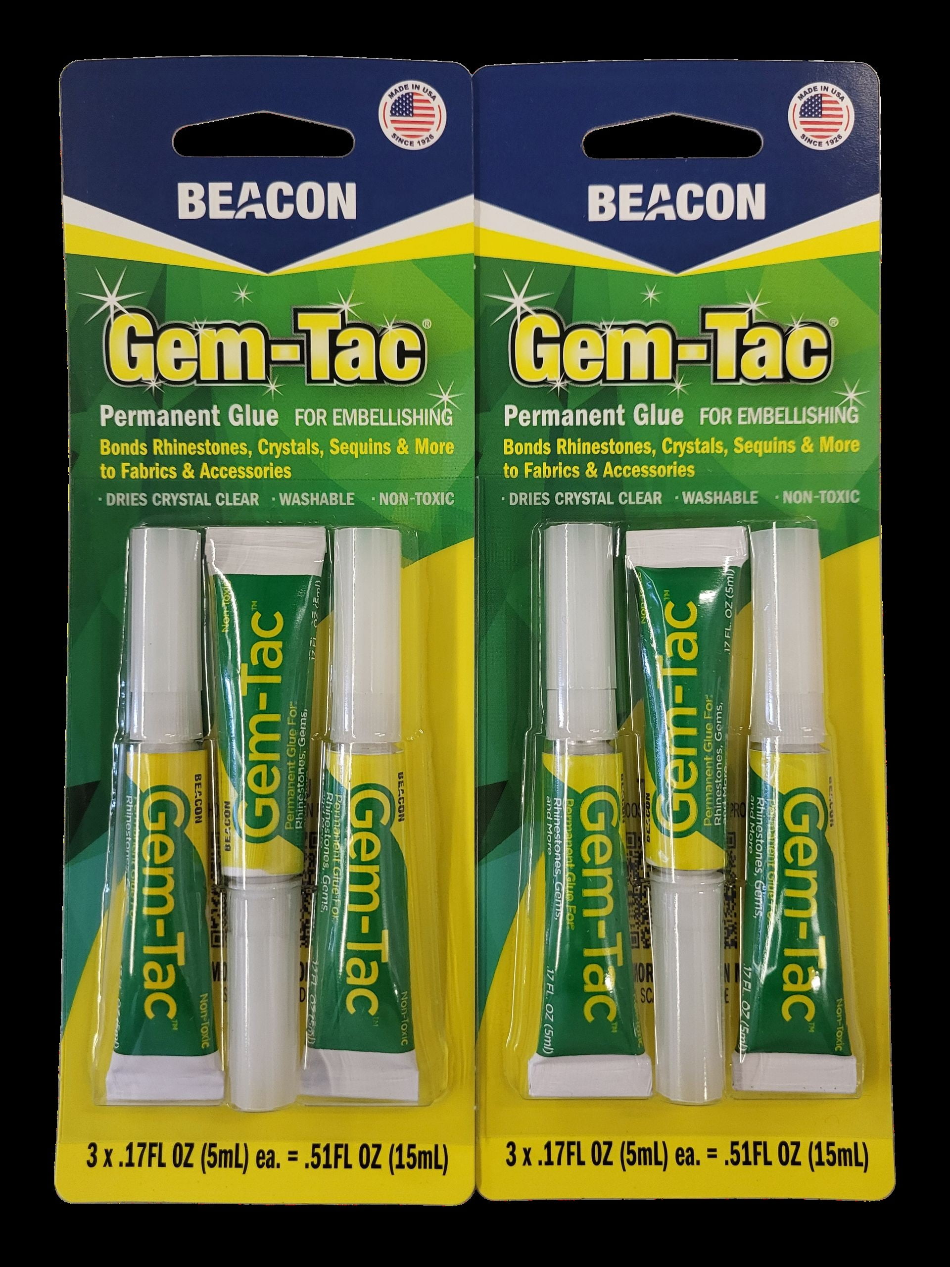 Beacon Gem-Tac Permanent Glue for Embellishing, MINI 3 Pack, 0.51 FL OZ ...