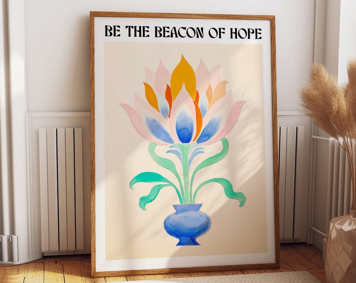 Beacon Of Hope Wall Art - Inspiring Floral Art Poster - Vibrant And Colorful Lotus Blossom Print ...