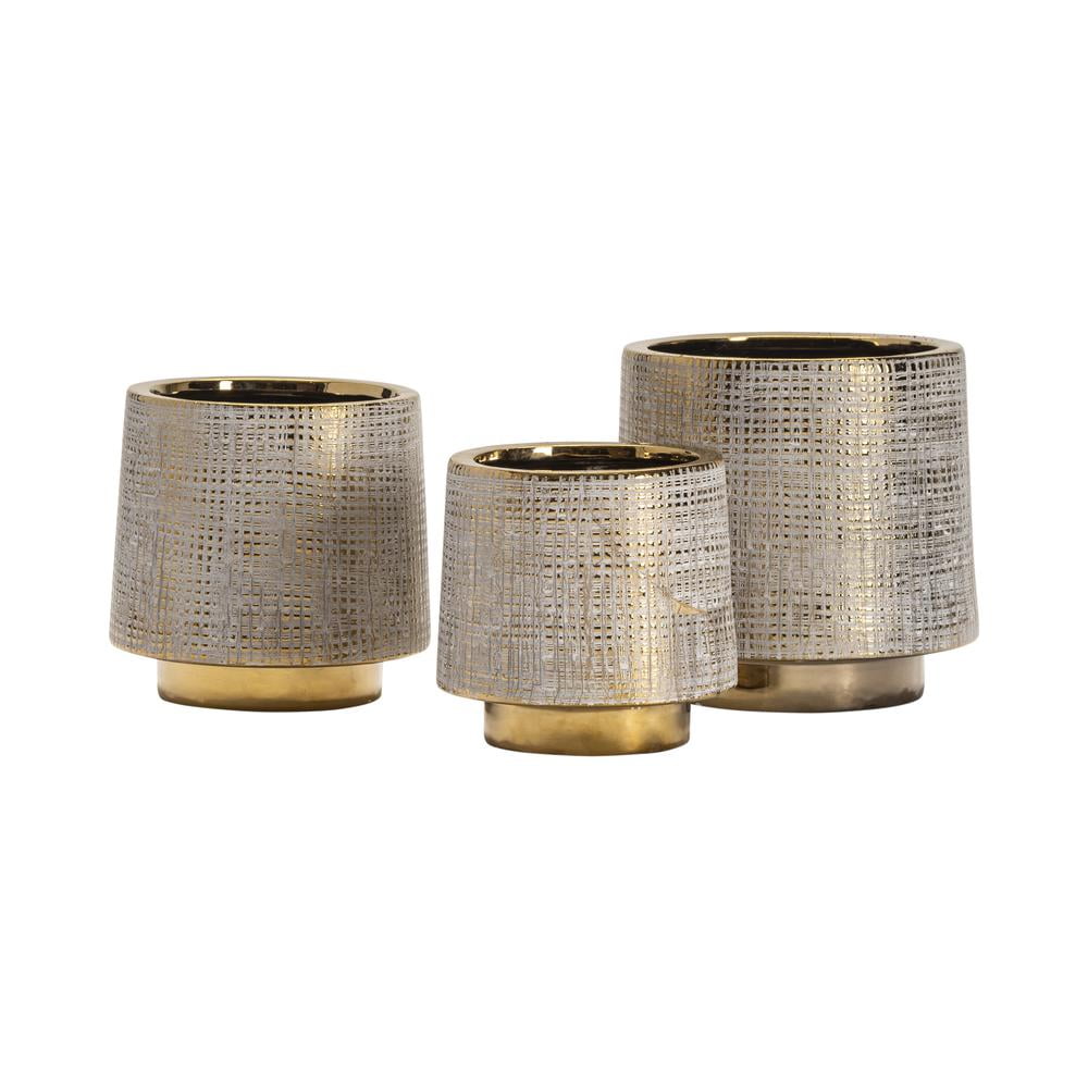 Beacon Vases Set of 3 Gold Trim Ceramic vases with unique design ...