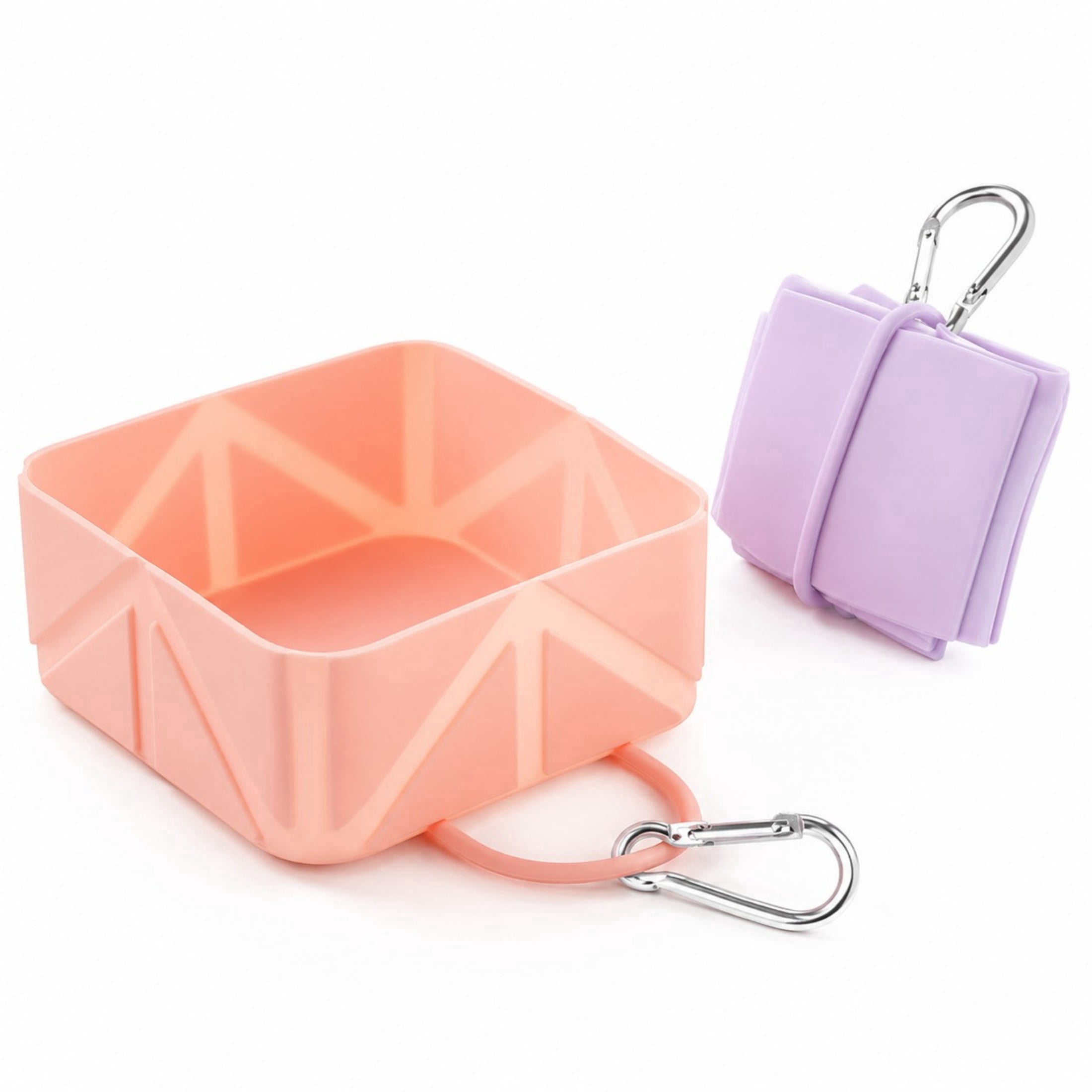 Beacozofu Portable Dog Bowls, 2 Pack, Pink & Purple, Foldable Silicone ...