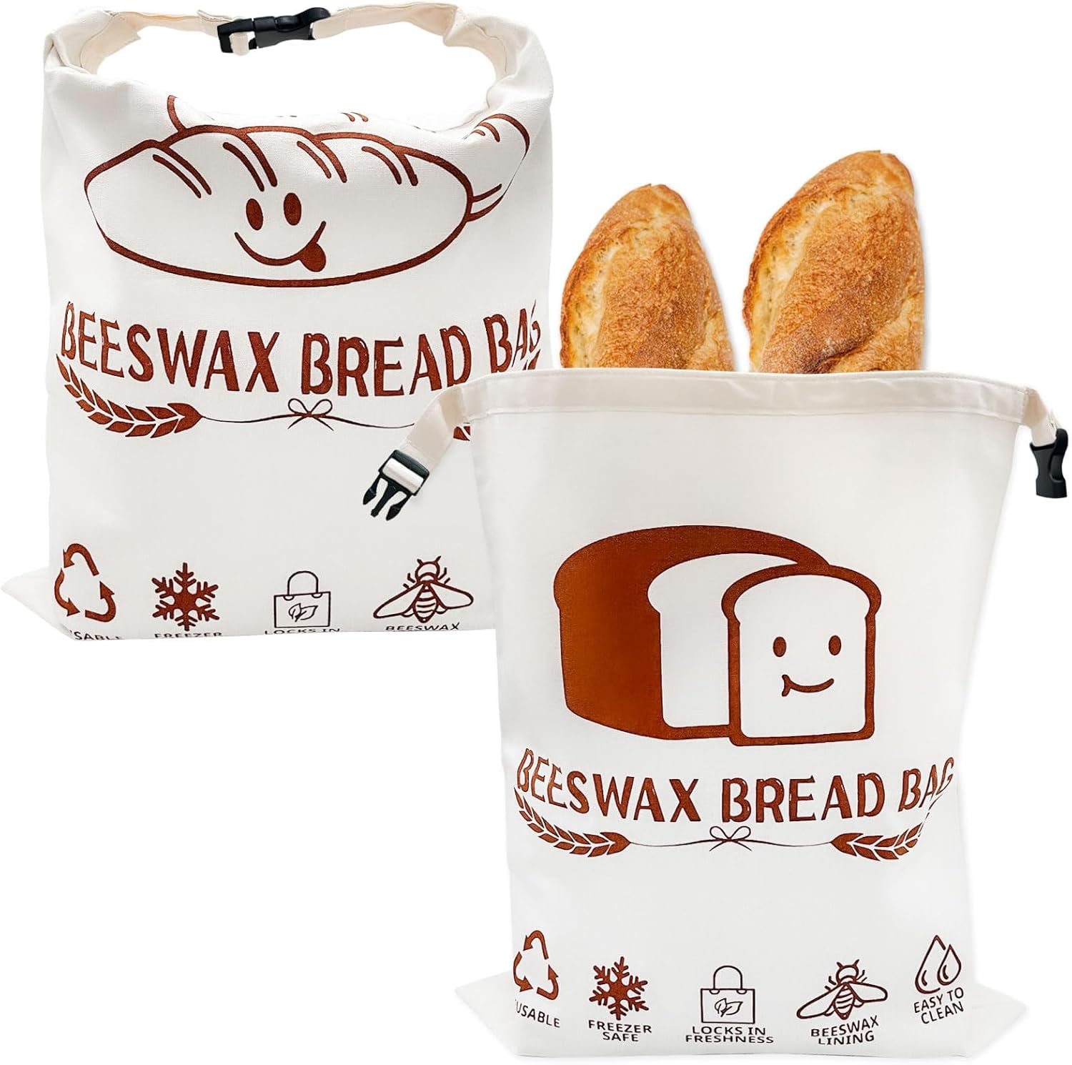 Bead Bags, 2 Pack XL Reusable Bread Bags for Homemade Bread, Cute ...