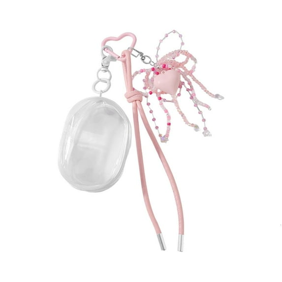 Bead Bows Keychain Transparent Storage Pouch Romance Design Bag Pendant ...