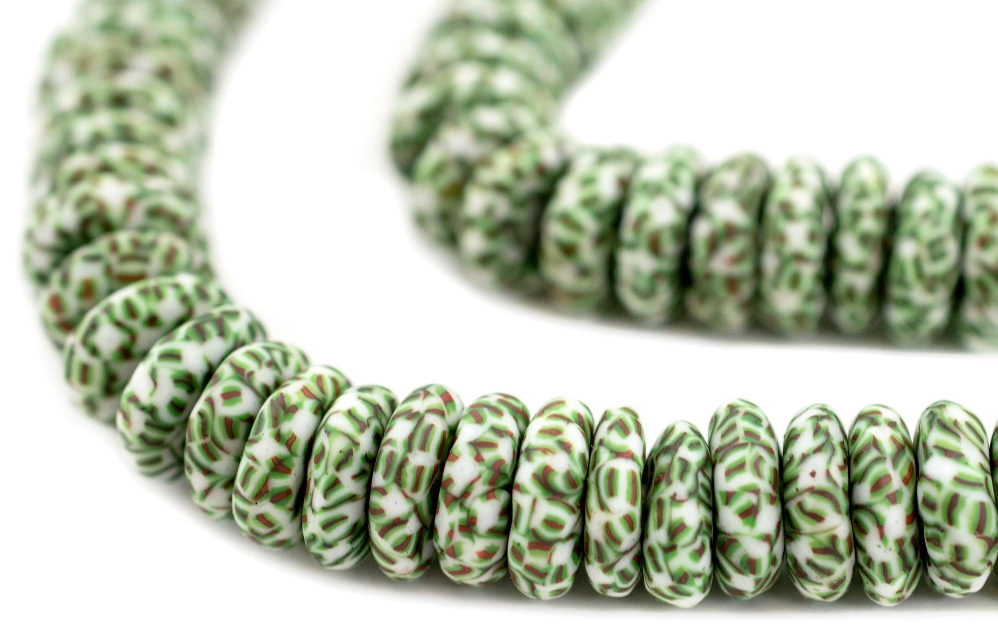 The Bead Chest Fused Rondelle Recycled Glass Beads 14mm Earth Green, 24 ...