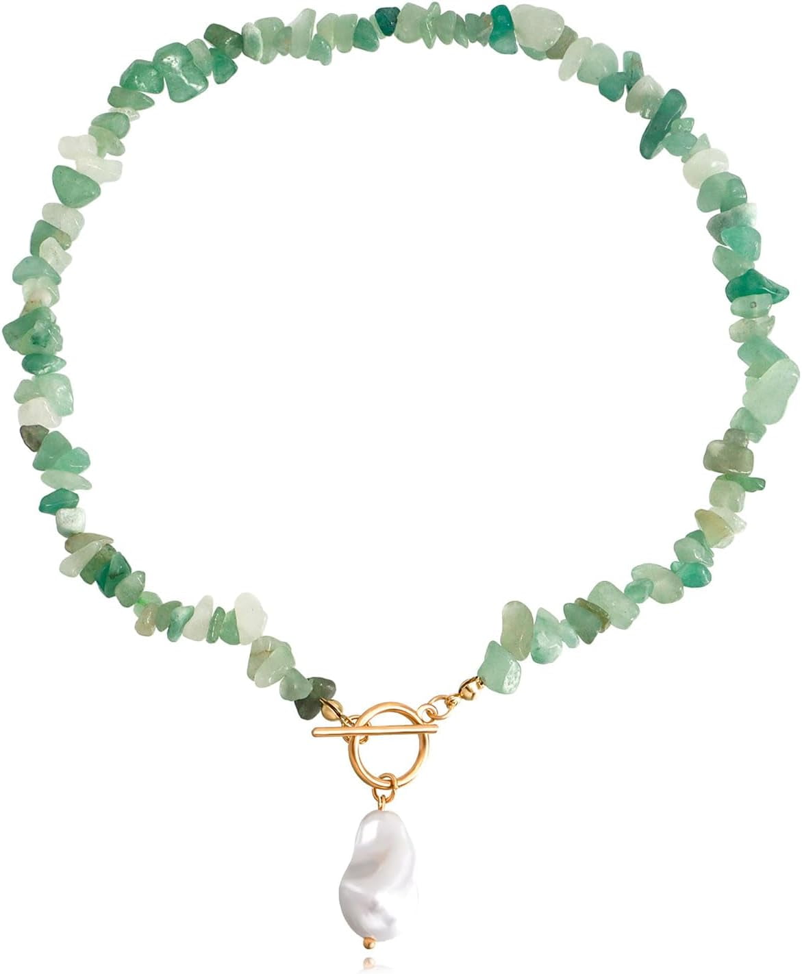 Bead Choker Necklace for Women Gold Toggle Clasp Baroque Pearl Pendant ...