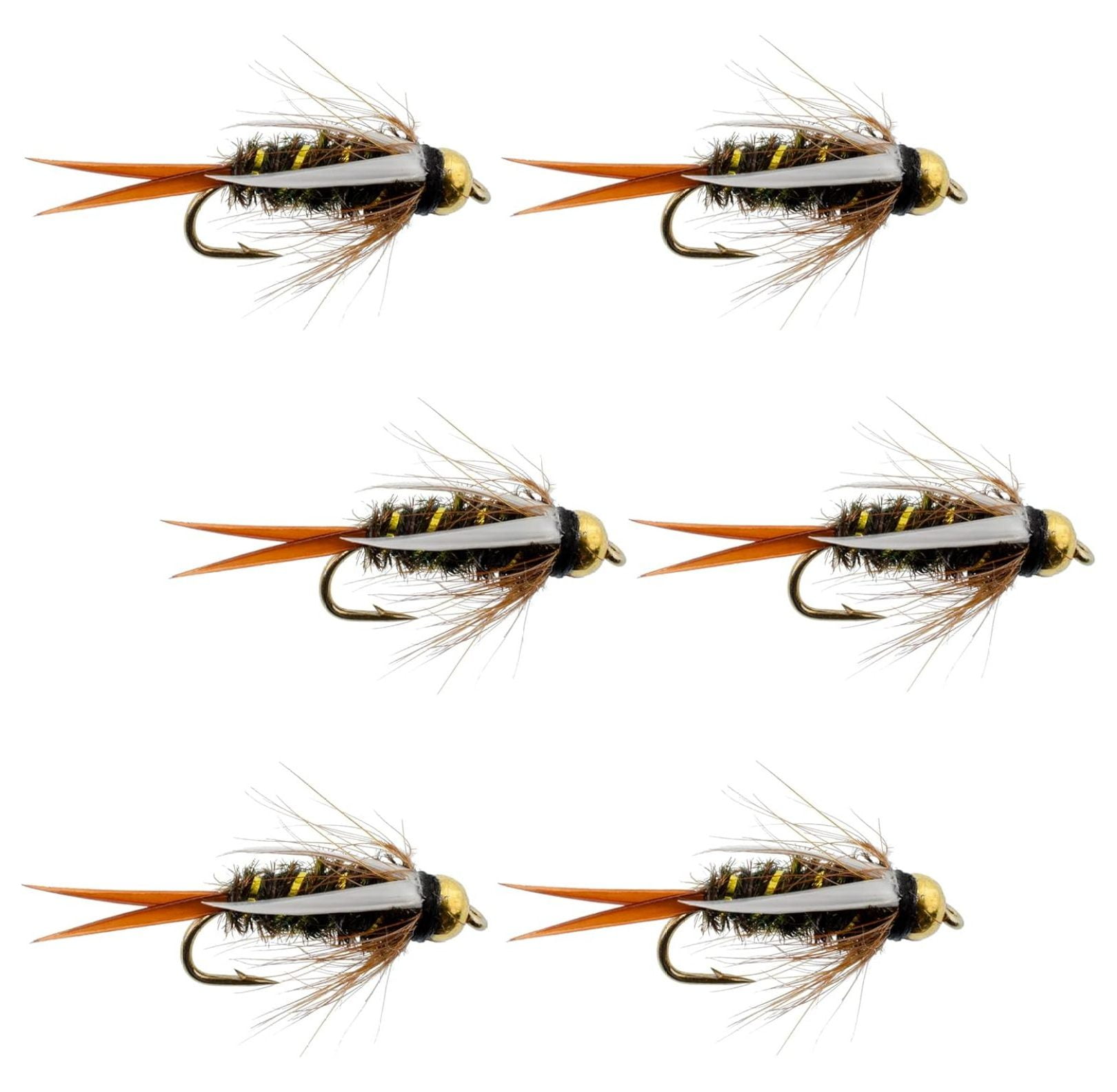 Bead Head Nymph Fly Fishing Flies - 6 Count, Size 16 - Trout Bass ...